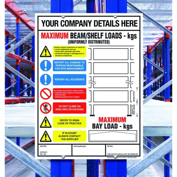 PALLET RACKING LOAD CAPACITY CHART